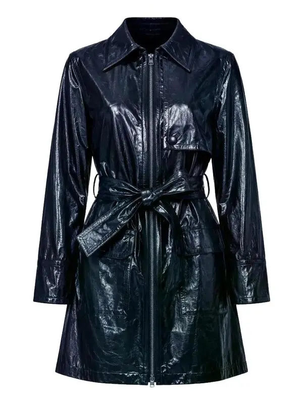 Yigal Azrouël Belted Crinkled-finish Mini Dress - Blue