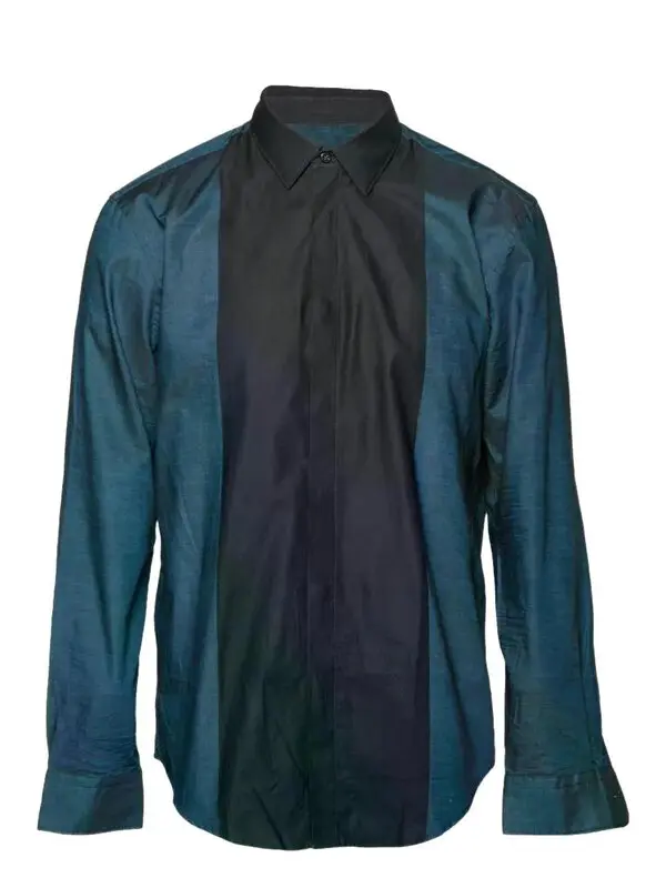 BOSS Slim-fit Contrast-panel Shirt - Blue