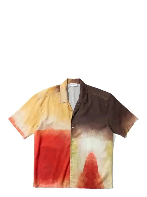 EDMMOND STUDIOS Watercolour-print Short-sleeve Shirt - Neutrals