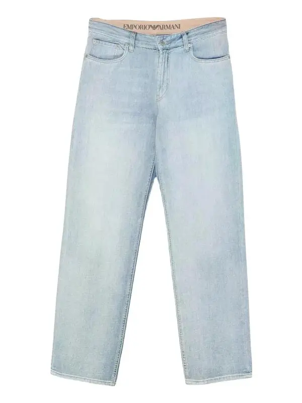 Emporio Armani Logo Plaque Straight Jeans - Blue
