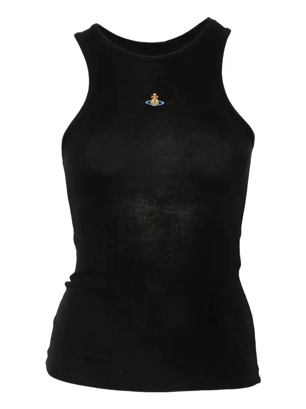 VIVIENNE WESTWOOD 90s Orb-embroidered Tank Top - Black