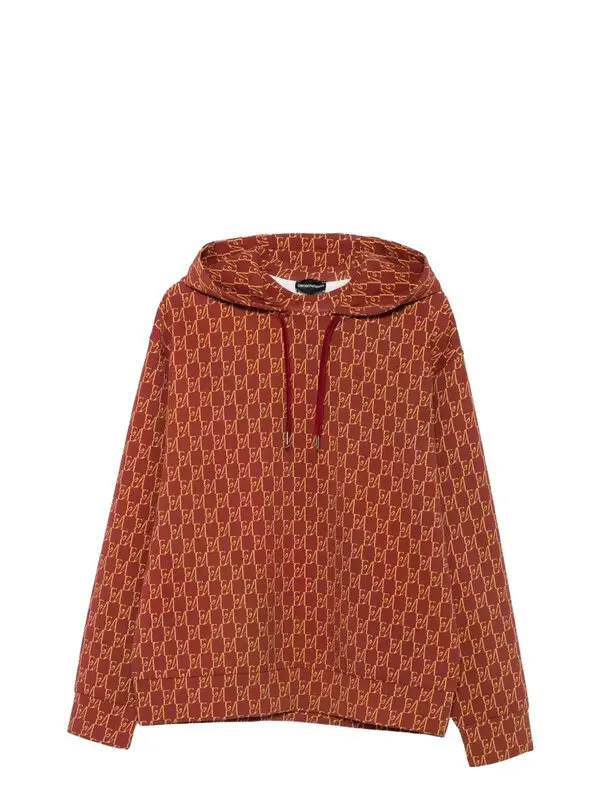 Emporio Armani Monogram Hoodie - Red
