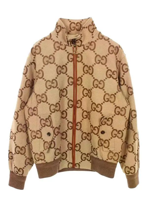 Gucci Jumbo Gg Canvas High Neck Jacket - Neutrals