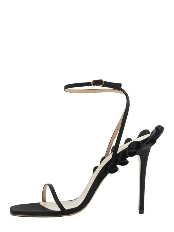 424 Rouched Ankle Strap Sandals - Black