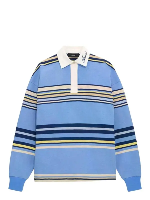 Amiri Striped Oversized Long-sleeve Polo - Blue