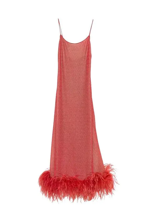 Oseree Lumière Plumage Maxi Dress - Red