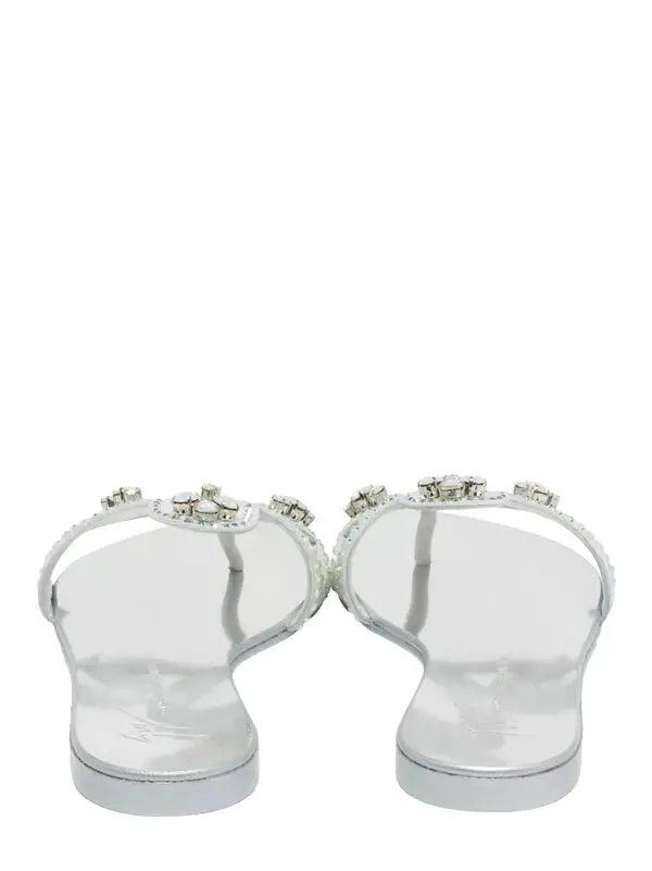 GIUSEPPE ZANOTTI Turchesite Crystal-embellished Flat Sandals - White