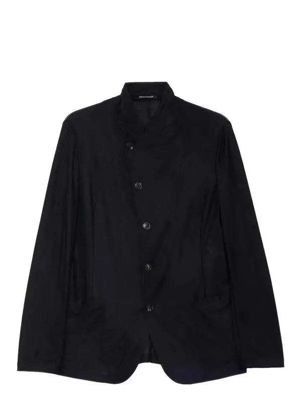 Emporio Armani Buttoned Wool Jacket - Blue