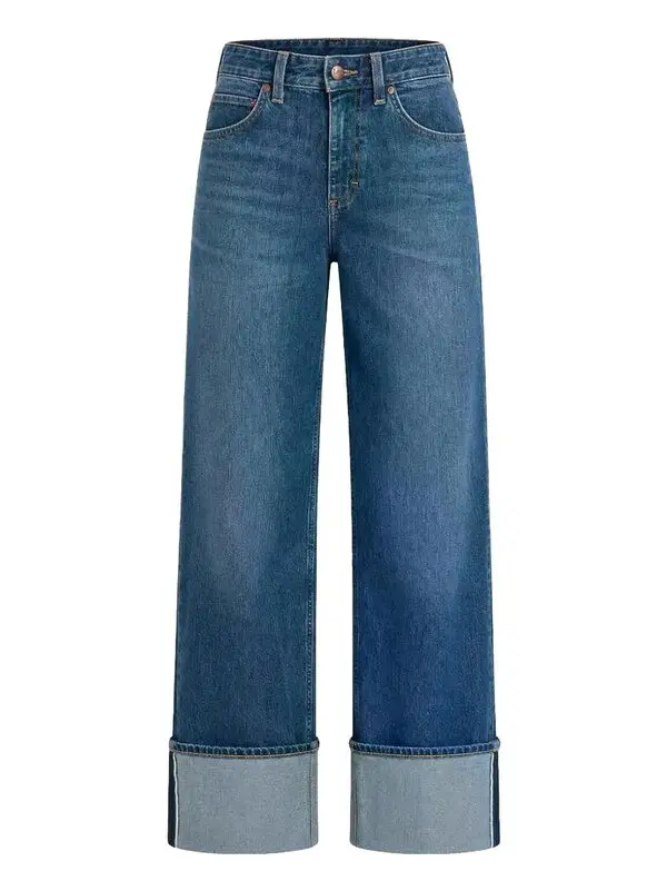 LEEM Rider Loose Turn-up Jeans - Blue