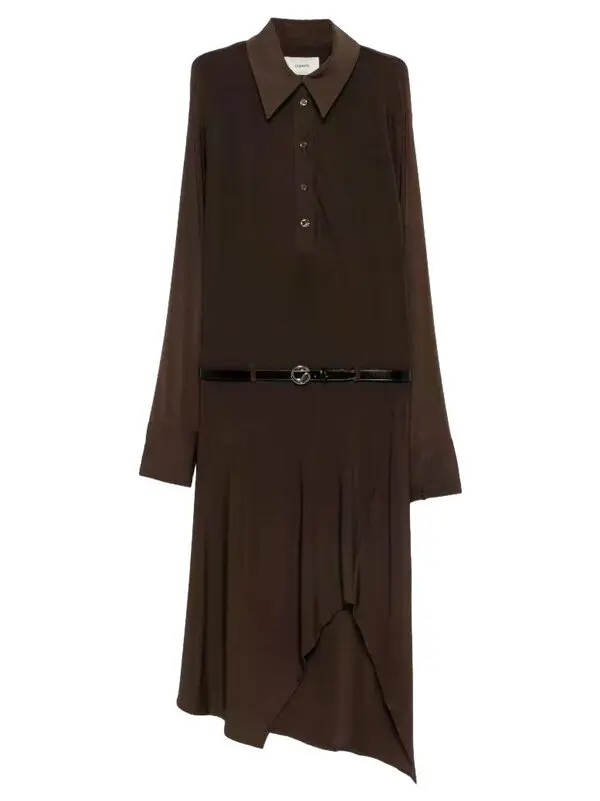 Coperni Draped Midi Shirt Dress - Brown