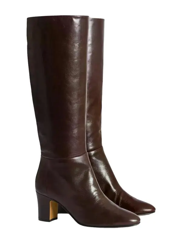 Alberta Ferretti Block Heel Leather Boots - Brown
