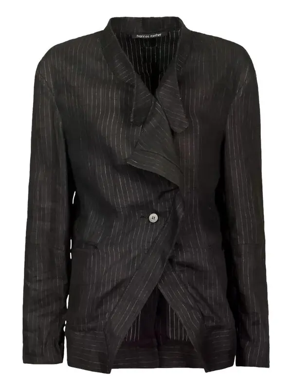 HANNES ROETHER Pinstripe Draped Blazer - Black