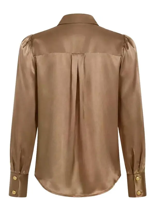 L'Agence Brown Satin Pussy-bow Blouse - Neutrals