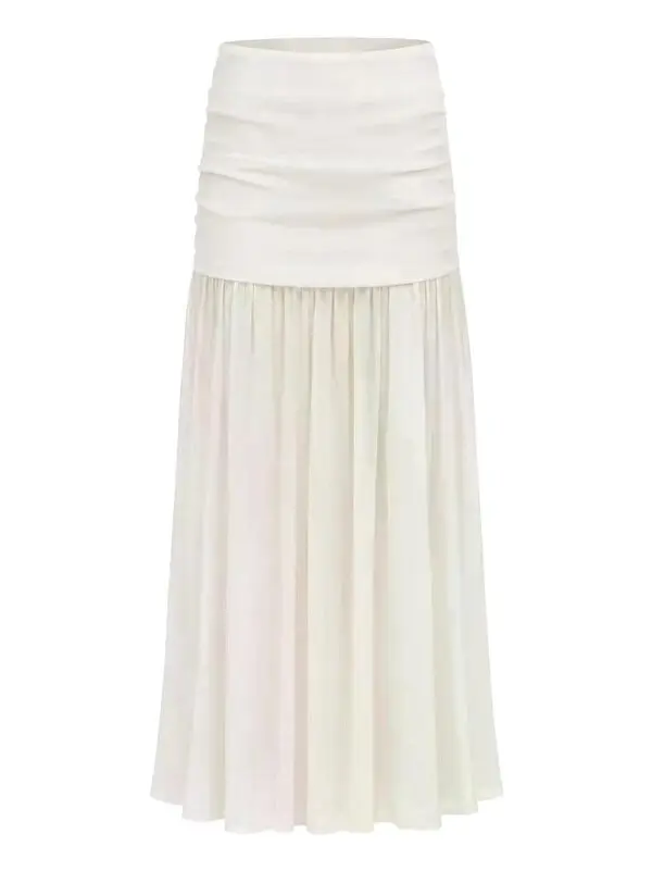 PETAR PETROV Ruched Silk Maxi Skirt - Neutrals