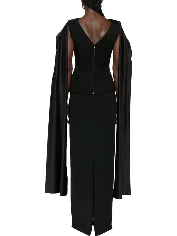 Solace London Annie Cape Detail Sleeveless Maxi Dress - Black