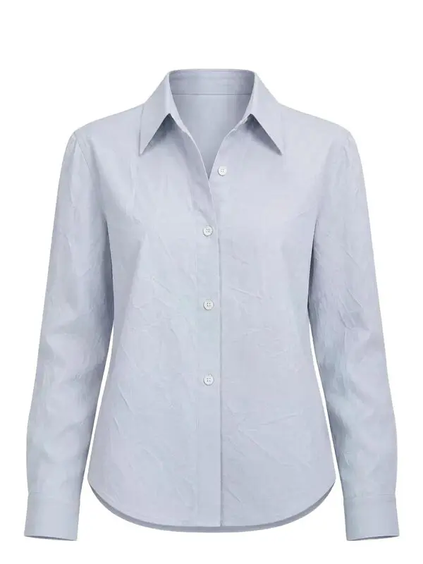 WE-AR4 Crinkled-effect Button-down Shirt - Blue