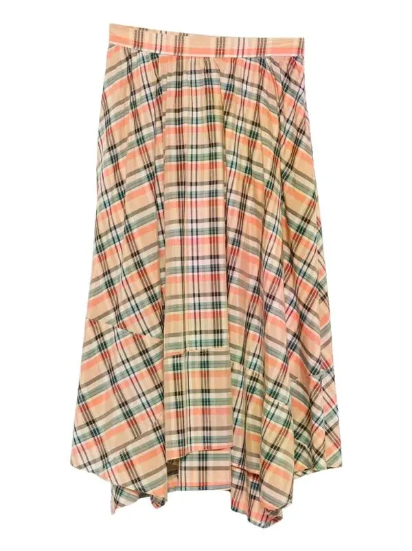 Ulla Johnson Annette Plaid Midi Skirt - Neutrals