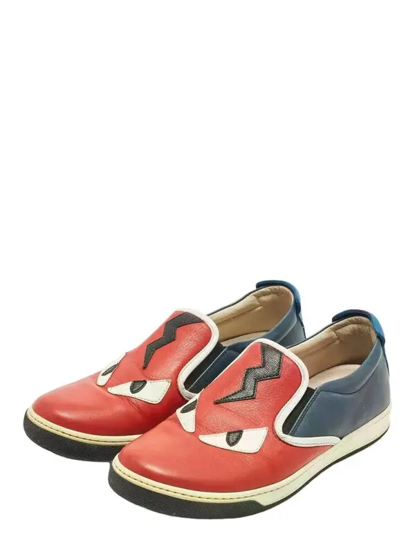 Fendi Monster Eyes Leather Slip-on Sneakers - Red