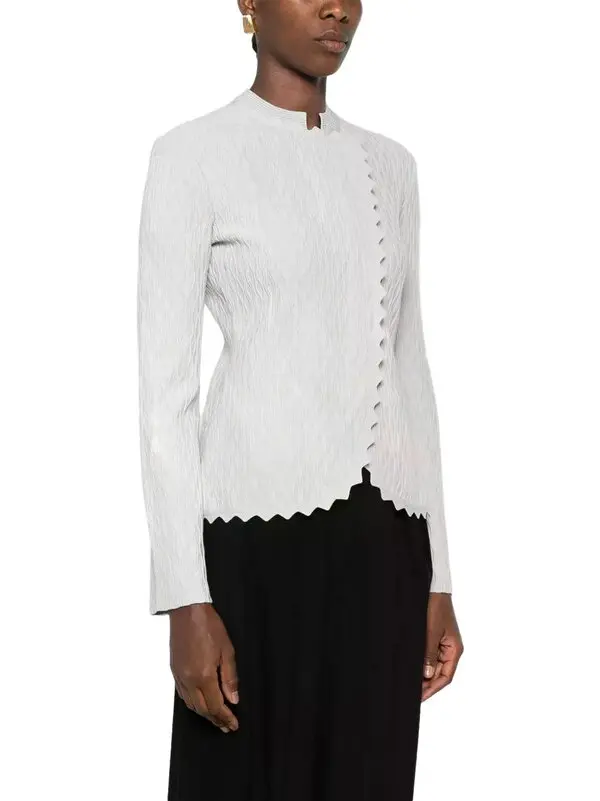 Emporio Armani Scalloped-edge Wave-texture Jacket - Grey