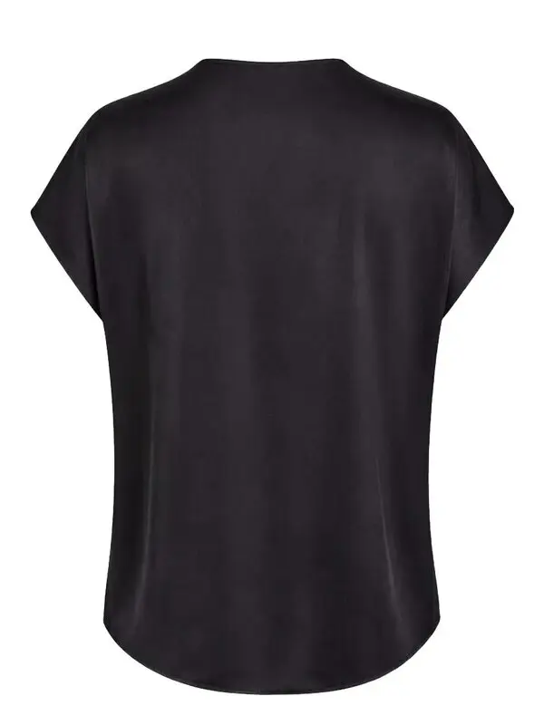 Vince Silk V-neck Blouse With Pleated Detailing - Black