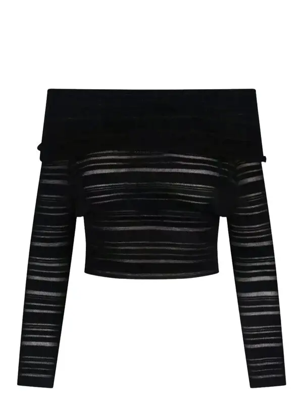 ANDREĀDAMO Off-shoulder Striped Top - Black