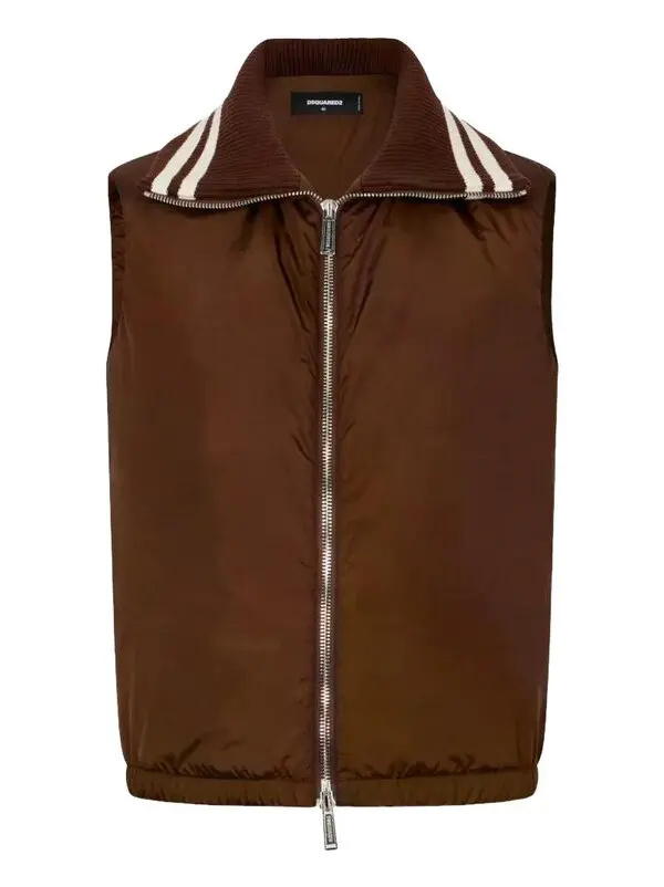 Dsquared2 Hybrid Studded Cropped Vest - Brown
