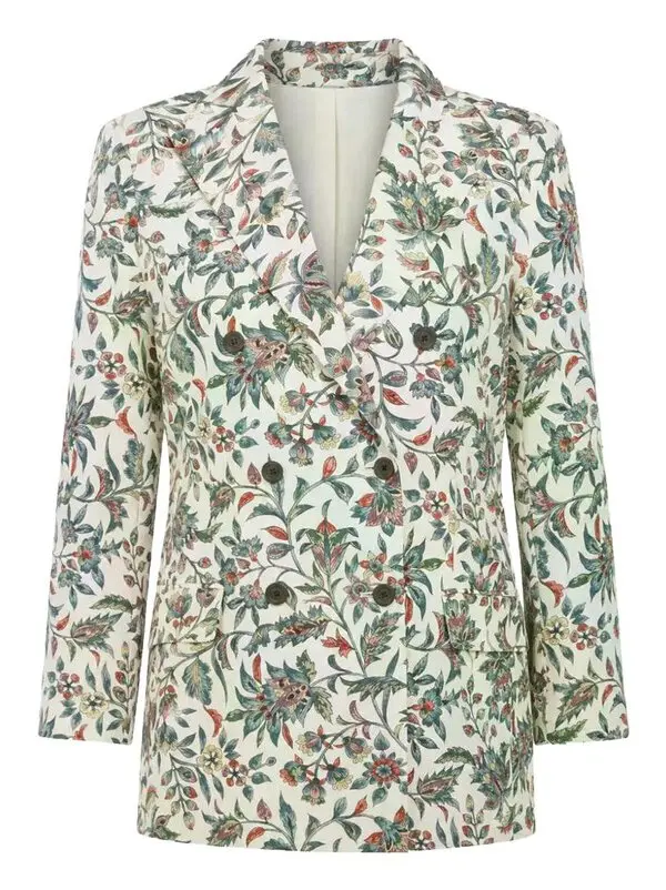 IBRIGU Floral Print Double-breasted Blazer - Neutrals