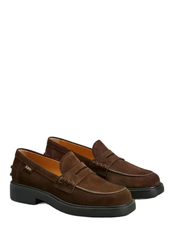 TODS PARA ÓTICA VENTURA Suede Penny Loafers - Brown