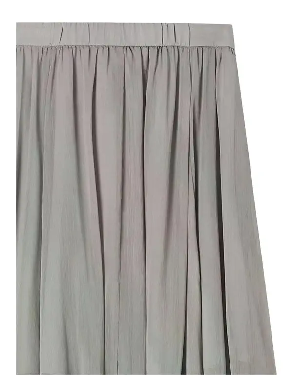 B+AB Long Button-front Pleated Skirt - Grey