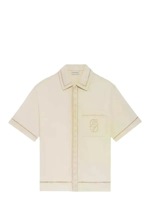 Drole De Monsieur D Mirror Embroidery Cotton Shirt - Neutrals