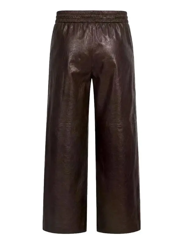 GIORGIO BRATO Leather Palazzo Pants - Brown