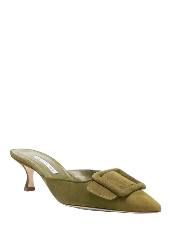 Manolo Blahnik Maysale Buckle-detail Mules - Green