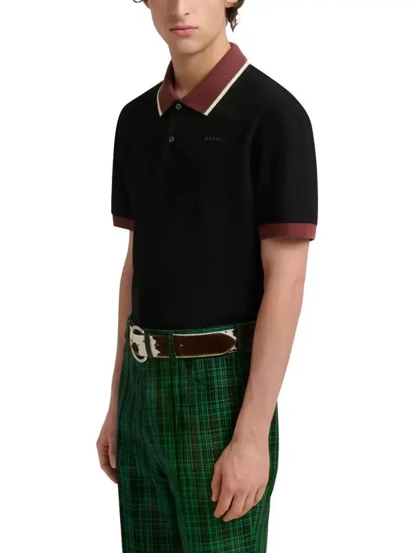 Marni Piqué Polo Shirt With Contrast Trims - Black