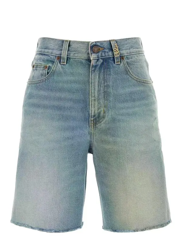 Chloé Frayed Denim Shorts - Blue
