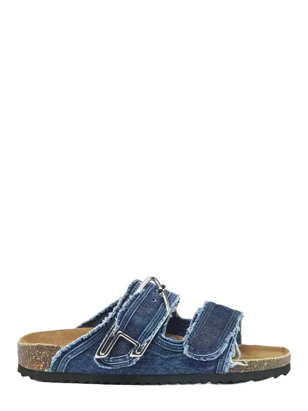 DIESEL® D-buckle Raw-cut Denim Sandals - Blue