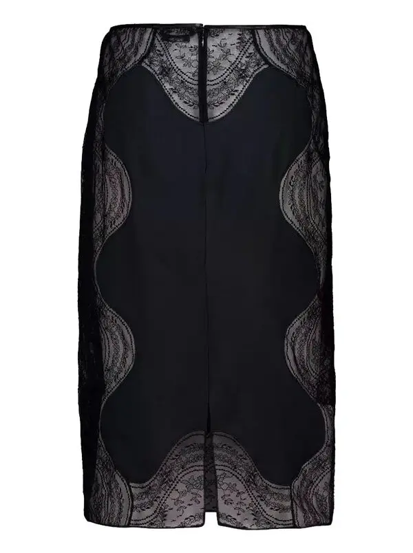TOM FORD Lace-panelling Midi Skirt - Black