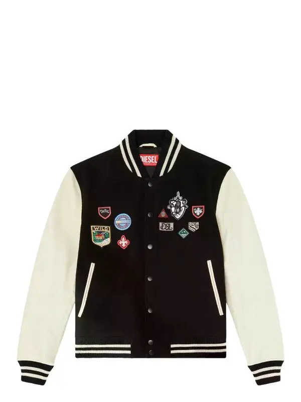DIESEL® L-arry Patch Leather Jacket - Black