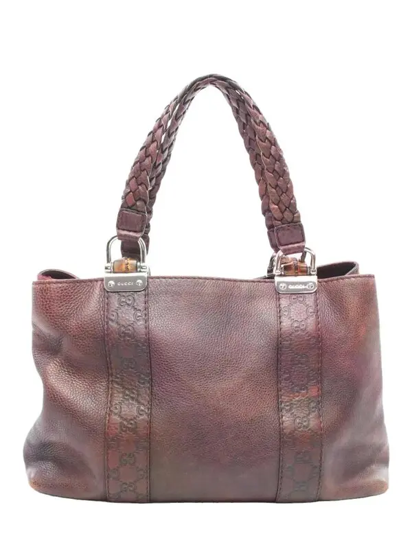 Gucci Bamboo Detail Leather Tote Bag - Brown