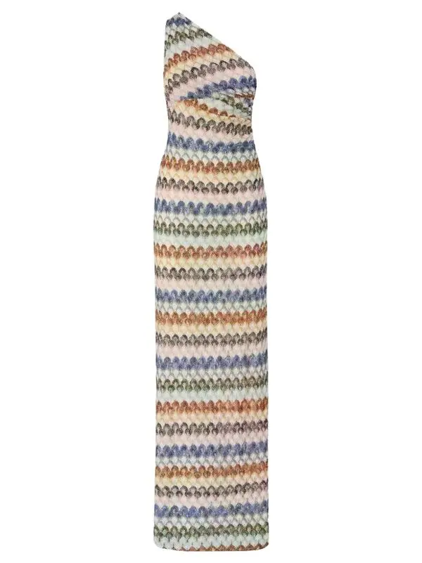 Missoni Zigzag Knit One-shoulder Dress - Blue