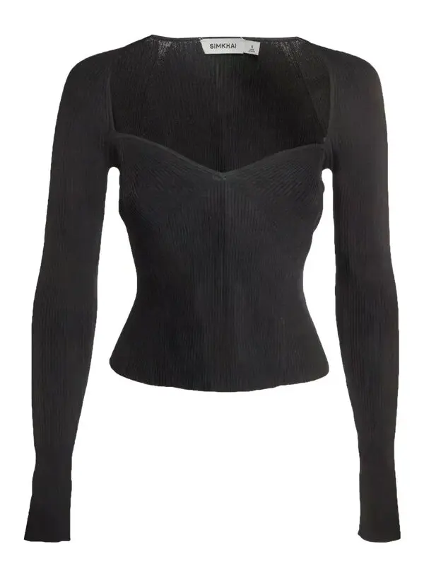 Zimmermann Giuliana Sweetheart Neck Sweater - Black