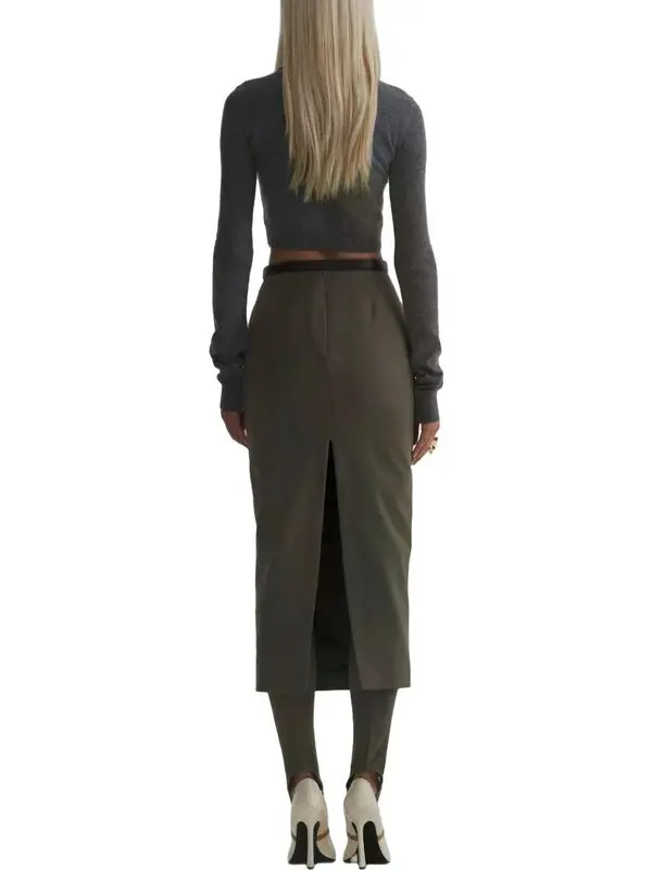 MUGLER Taupe Bi-stretch Wool Pencil Skirt - Neutrals