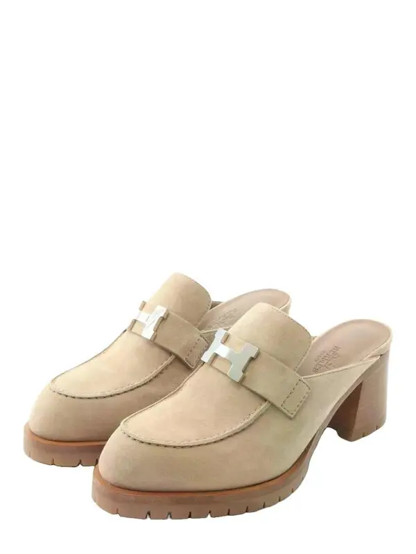 Hermès Suede Flor Mule Sandals - Neutrals