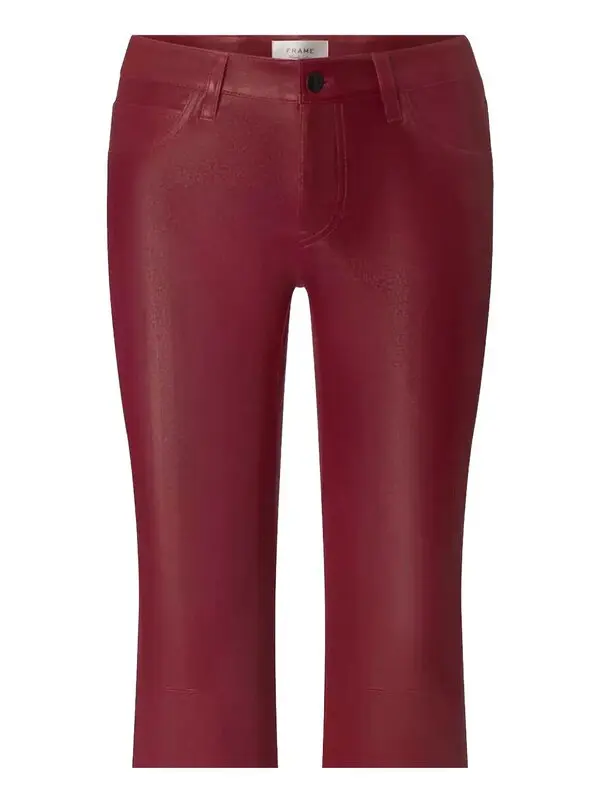 FRAME Leather Flared Trousers - Red
