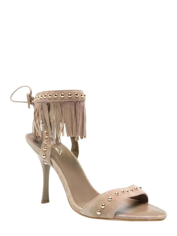 MARC ELLIS Fringed Stud-embellished Sandals - Neutrals