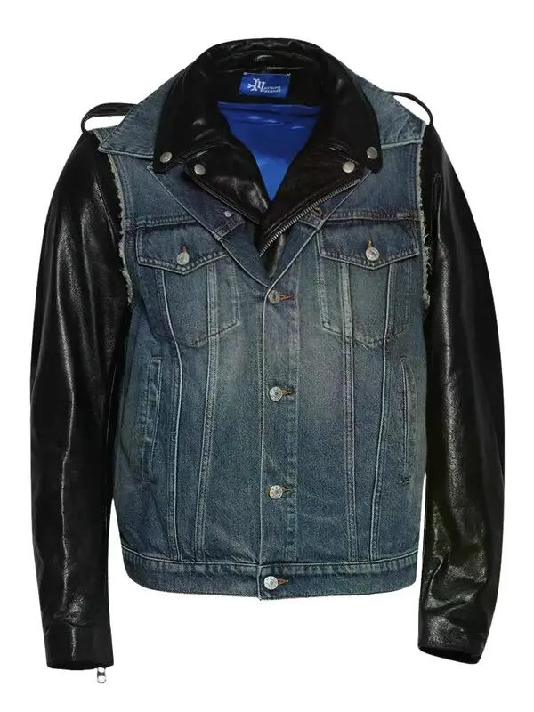MARKING DISTANCE Layered Biker Jacket - Blue