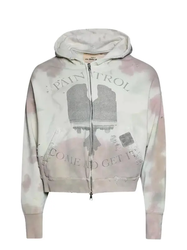 SEKRIT Distressed Tie-dye Hoodie - Neutrals