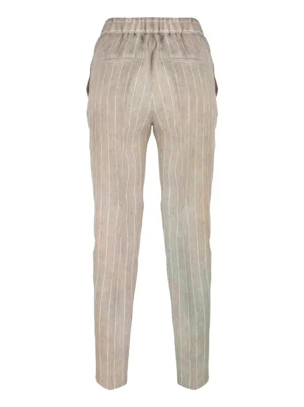 Peserico Beige Striped Elasticated Waistband Trousers - Neutrals