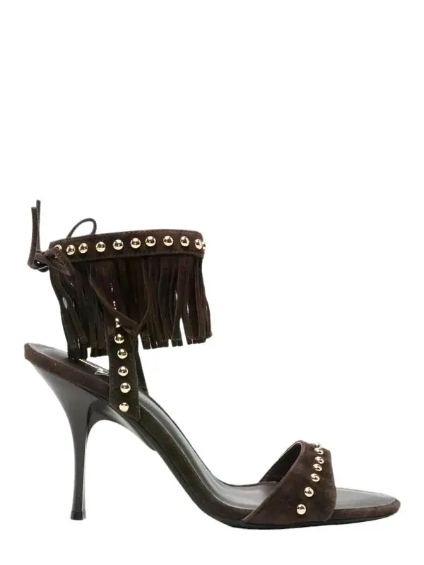 MARC ELLIS Fringed Stud-embellished Stiletto Sandals - Brown