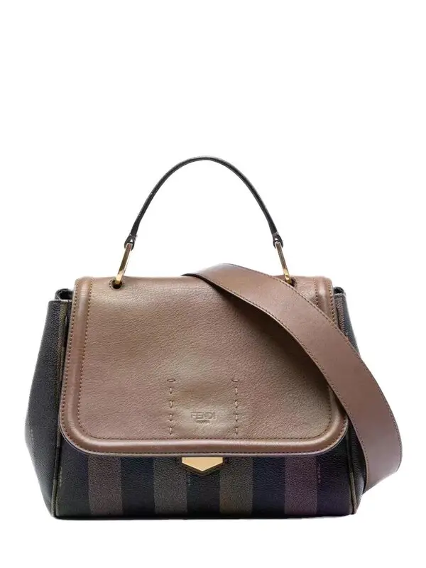 Fendi Pequin Coated Canvas And Leather Silvana Satchel - Brown