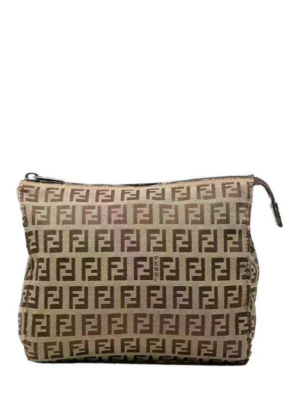 Fendi Zucchino Canvas Pouch - Neutrals